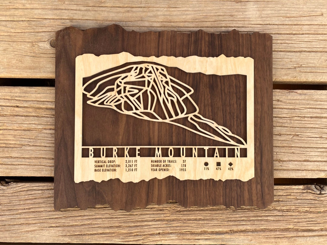 Burke Mountain Ski Map Art Gift for Skiers & Snowboarders Vermont Ski ...
