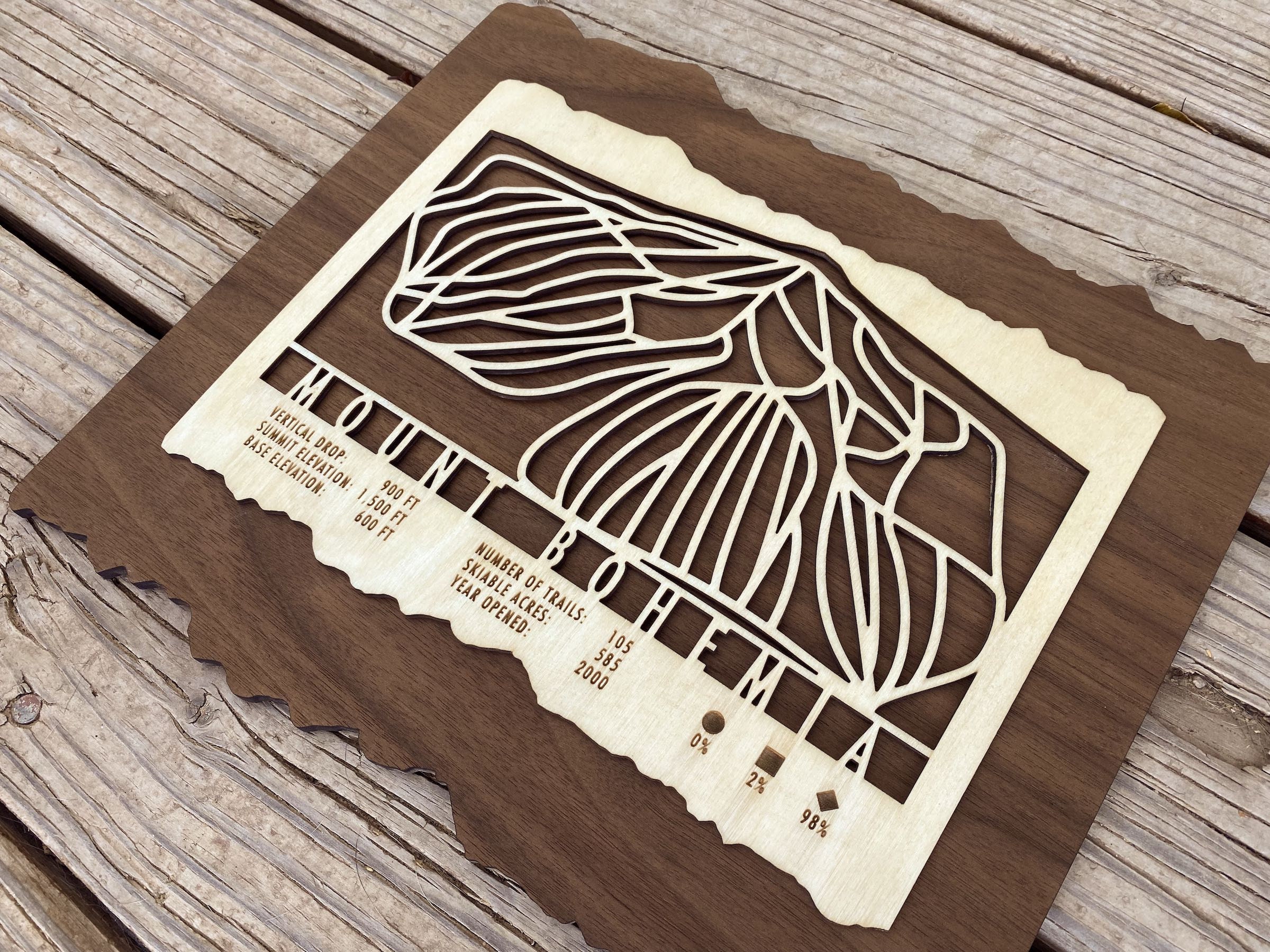 Mount Bohemia Ski Trail Map - Wood Wall Decor for Your Michigan Ski ...