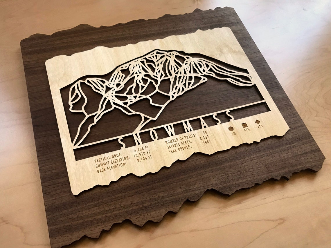 Snowmass Ski Decor Trail Map Art Gift Skiing Snowboarding - Etsy