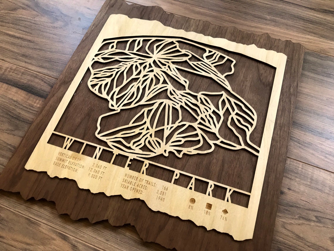 Winter Park Ski Decor Trail Map Art Ski Gifts Snowboard Art - Etsy