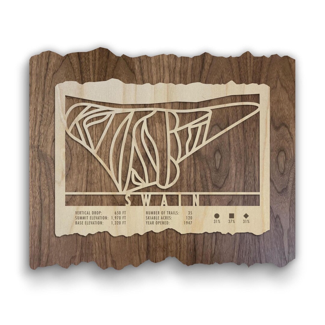 Swain Ski Trail Map - Wood Wall Art - Etsy