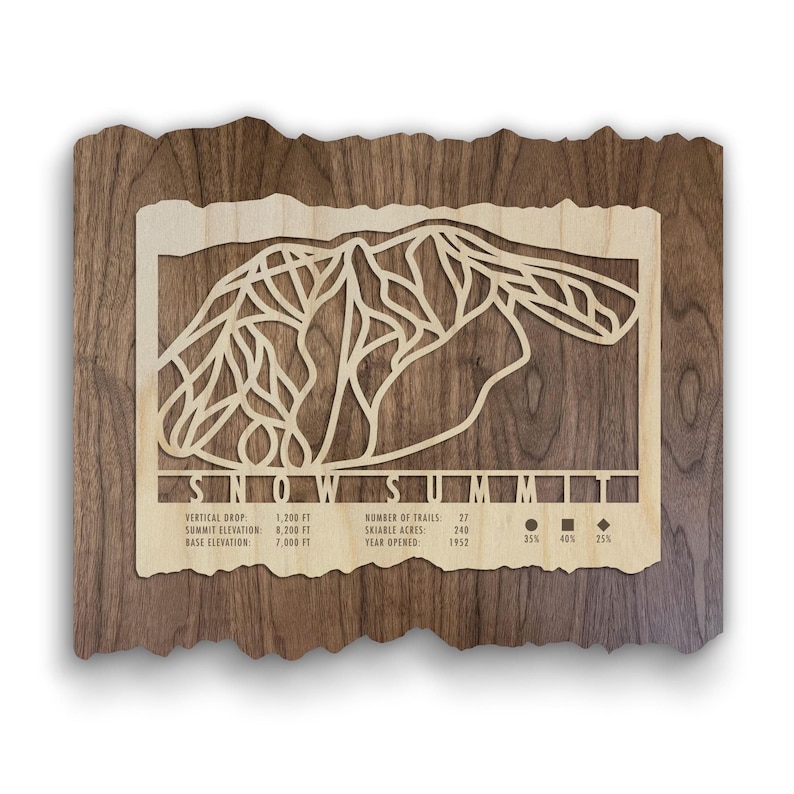 Snow Summit Ski Trail Map Art - Wood Wall Decor - Etsy