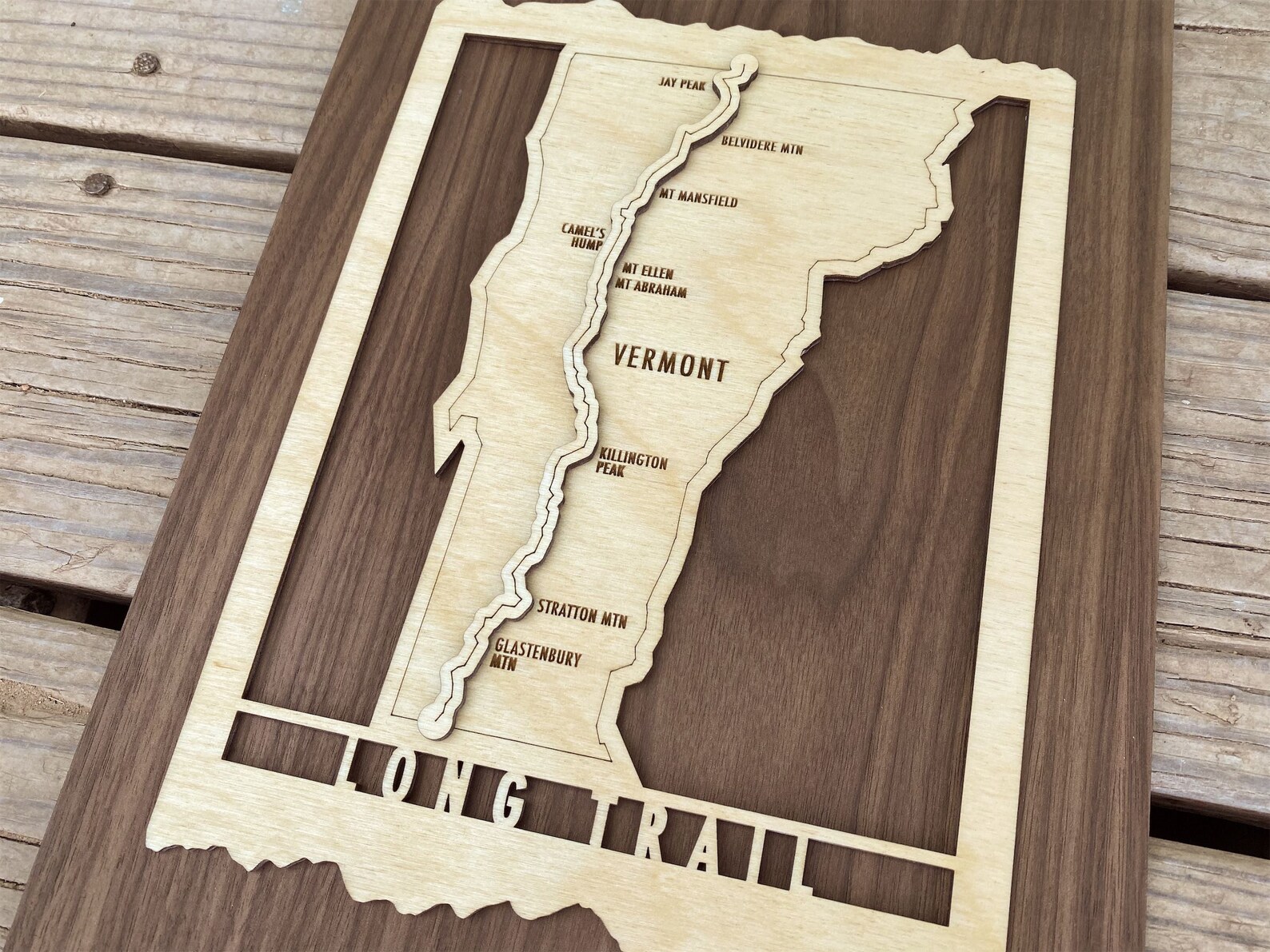 Vermont Long Trail Map Wood Cut Map of the Long Trail | Etsy