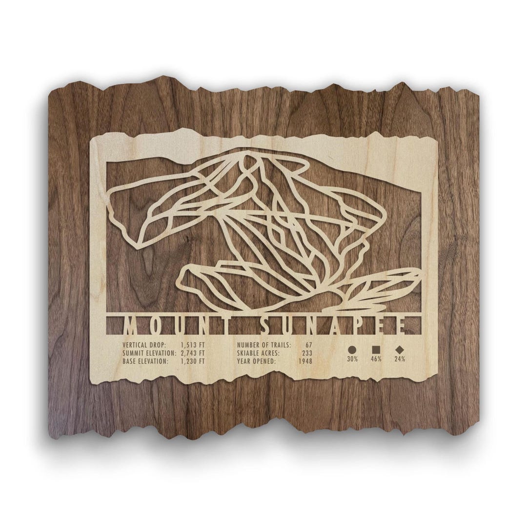 Mount Sunapee Ski Trail Map - Wood Wall Art - Etsy