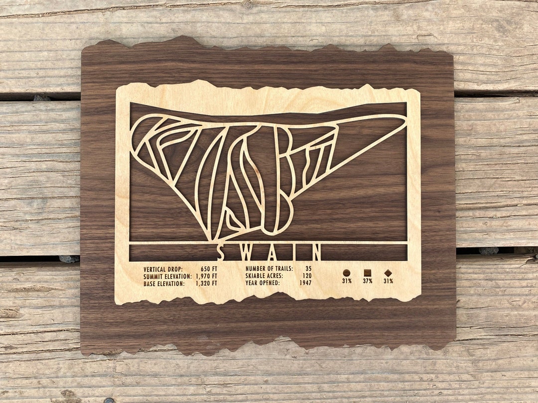 Swain Ski Decor Trail Map Arte Regalo Esquí Snowboard Esquí de montaña ...