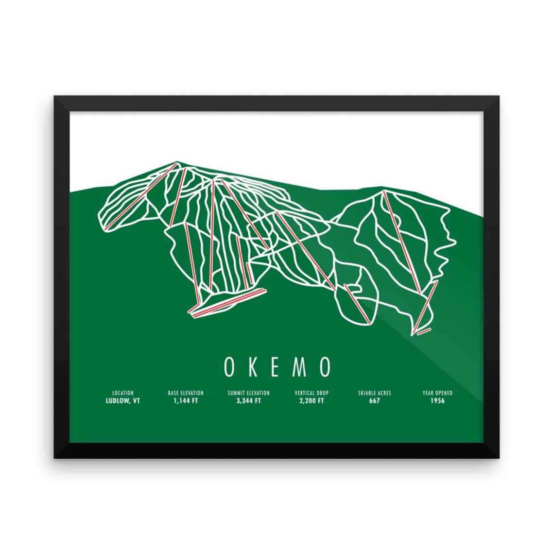 Okemo Ski Trail Map Okemo VT Okemo Gift Okemo Ski Resort - Etsy