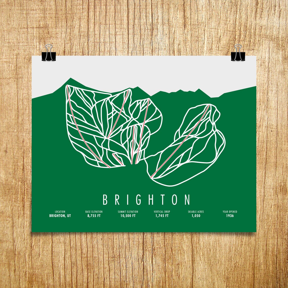 Brighton Ski Trail Map Brighton UT Brighton Gift Brighton - Etsy