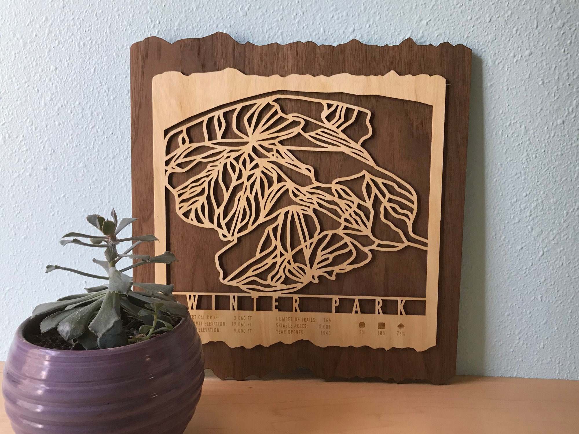 Winter Park Ski Decor Trail Map Art Ski Gifts Snowboard Art - Etsy