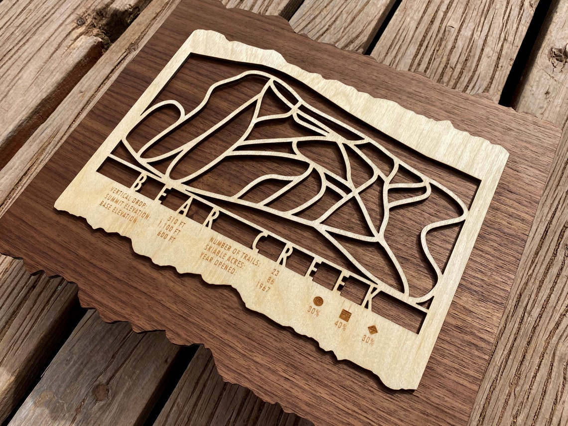 Bear Creek Ski Decor Trail Map Ski Art for Skiers & - Etsy