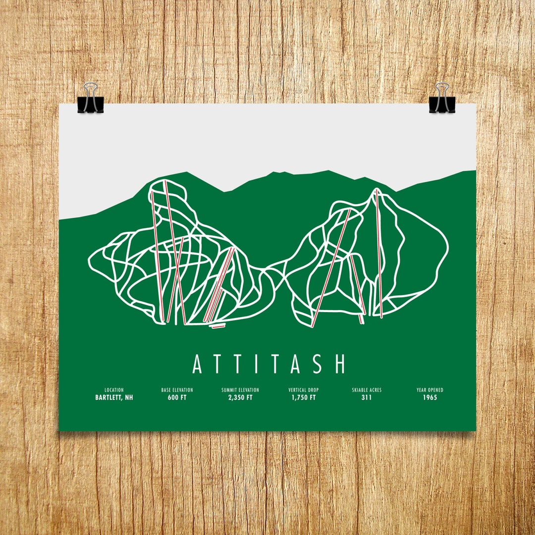 Attitash Ski Trail Map Poster Print Wall Art - Etsy