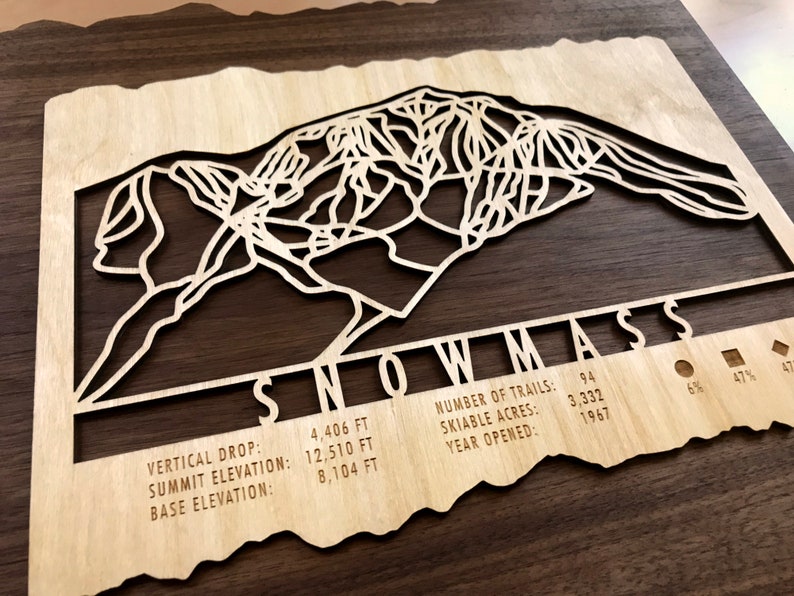 Snowmass Ski Decor Trail Map Art Gift Skiing Snowboarding - Etsy