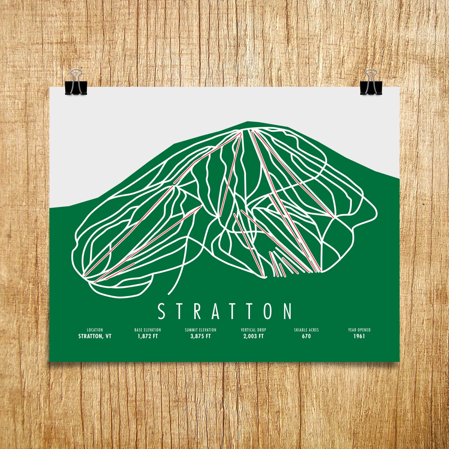 Stratton Ski Trail Map Poster Print Wall Art - Etsy