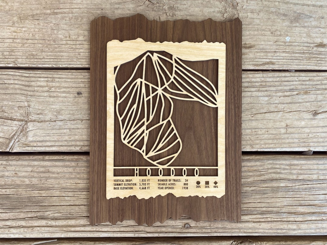 Hoodoo Ski Decor Trail Map Art Gift Skiing Snowboarding Ski Art-ski ...