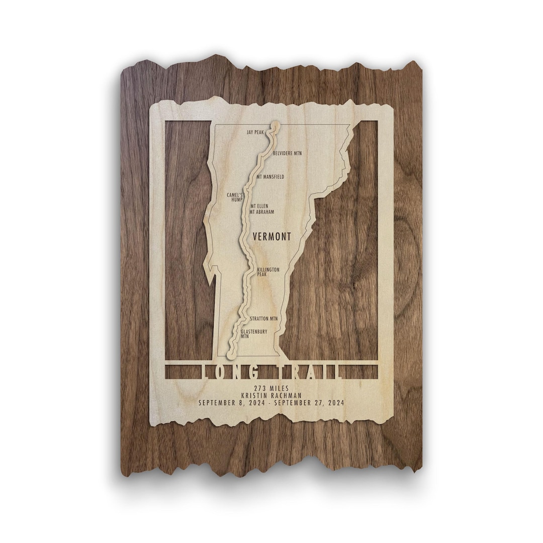 Personalized Vermont Long Trail Wood Map: Hiker Gift - Etsy