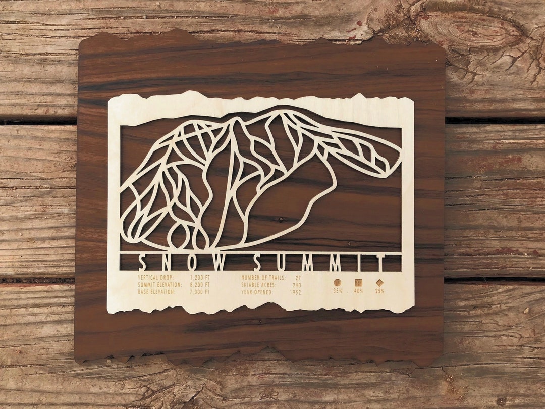 Snow Summit Ski Décor Map Art Gift for Skiers & Snowboarders Snow ...