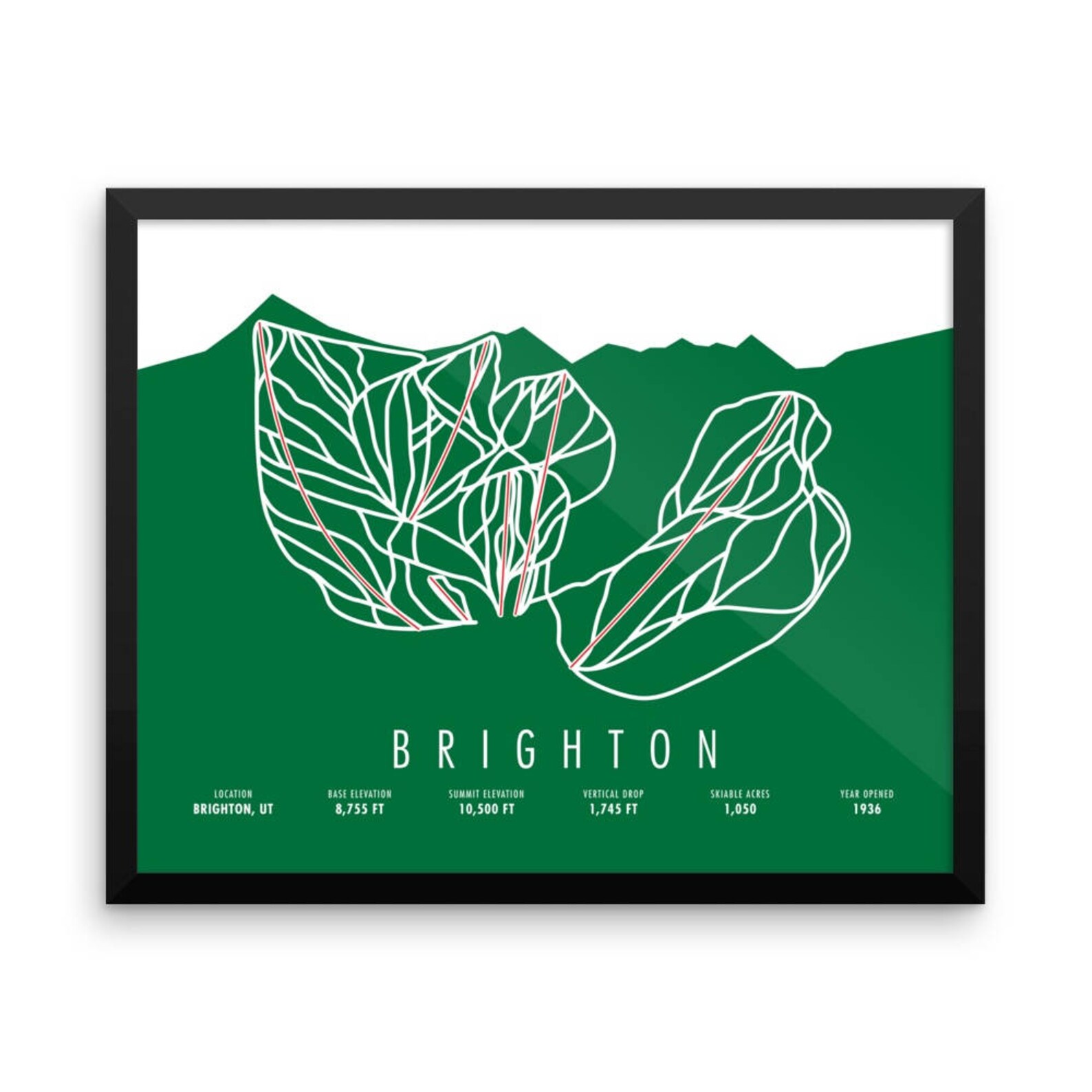 Brighton Ski Trail Map Brighton UT Brighton Gift Brighton - Etsy