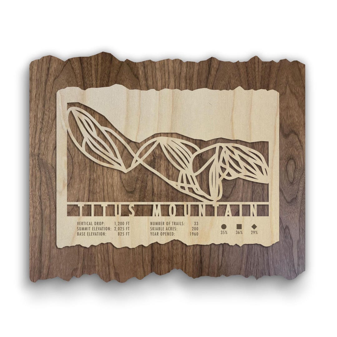 Titus Mountain Ski Trail Map Art - Wood Wall Decor - Etsy