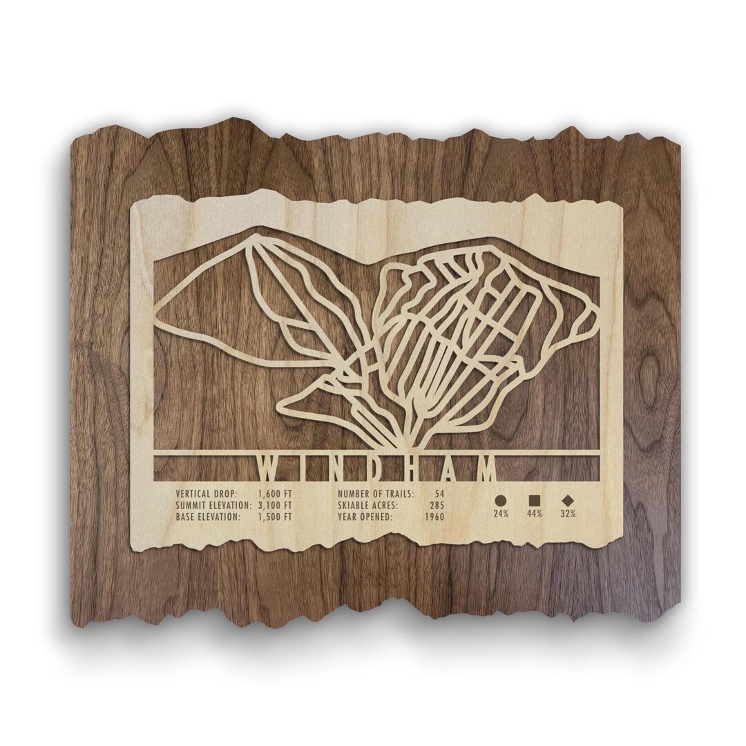 Windham Mountain Ski Trail Map - Wood Wall Art - Etsy