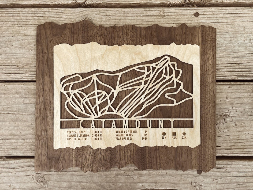 Catamount Ski Trail Map - Gift for Skiers and Snowboarders - Wood Trail ...