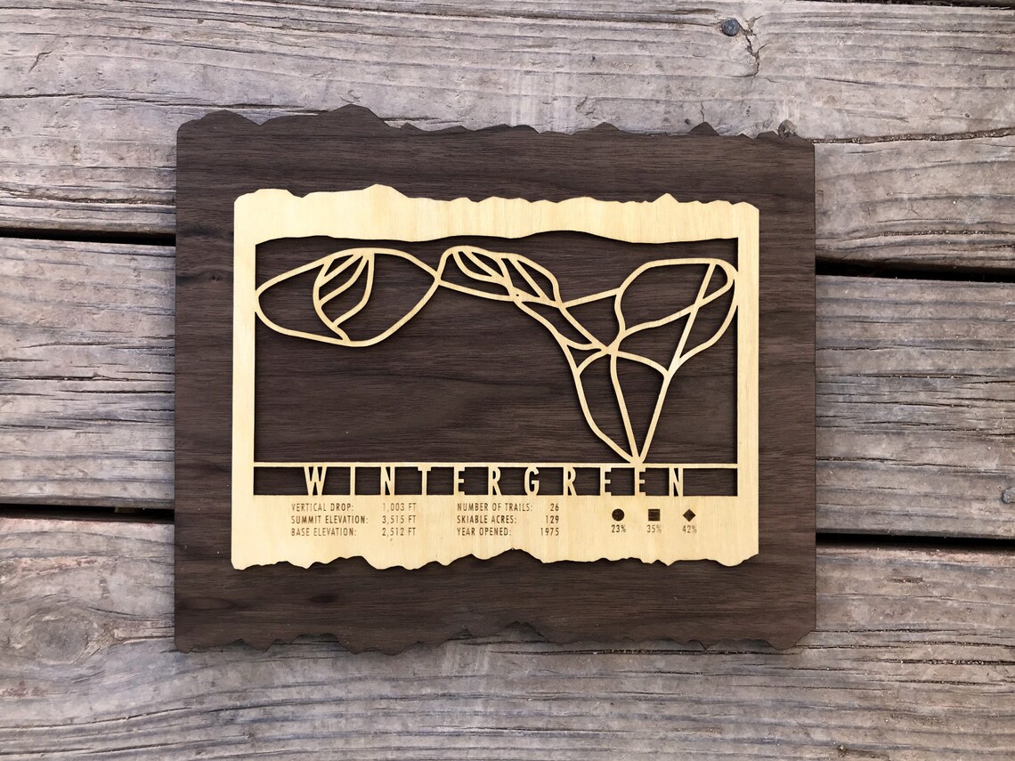 Wintergreen Ski Map Art Gift for Skiers & Snowboarders | Etsy