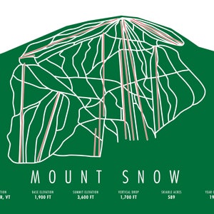 Mount Snow Ski Trail Map Poster Print Wall Art - Etsy