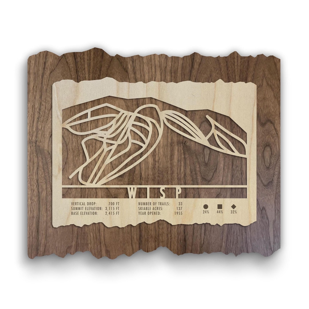 Wisp Ski Trail Map - Wood Wall Art - Etsy