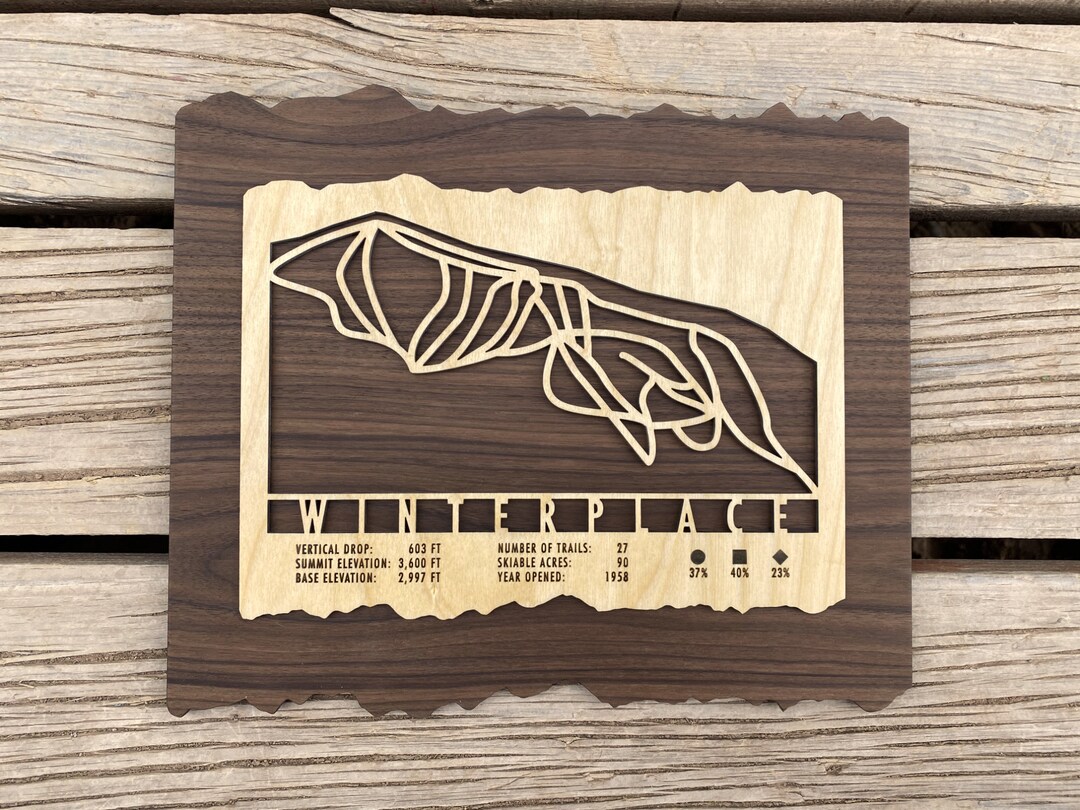 Winterplace Ski Trail Map Skiing Snowboarding Ski Decor - Skiing Wall ...
