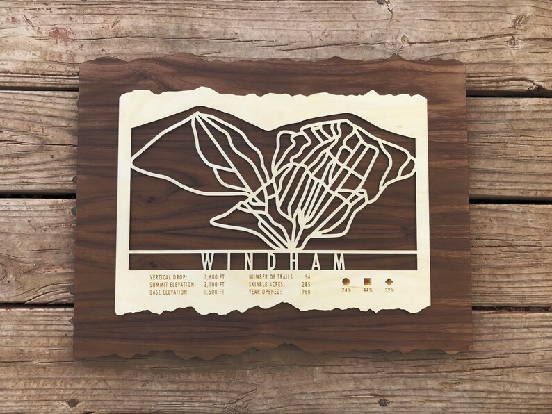 Windham Mountain Ski Trail Map - Wood Wall Art - Etsy