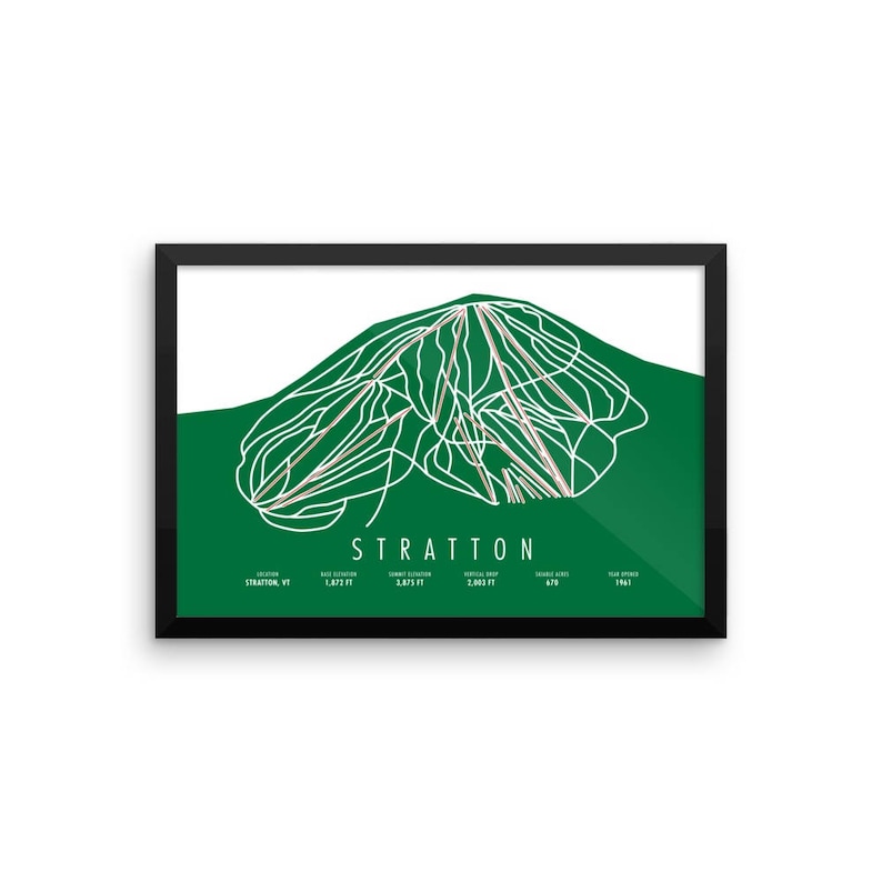 Stratton Ski Trail Map Ski Map Art Vermont Art Skier Gift | Etsy