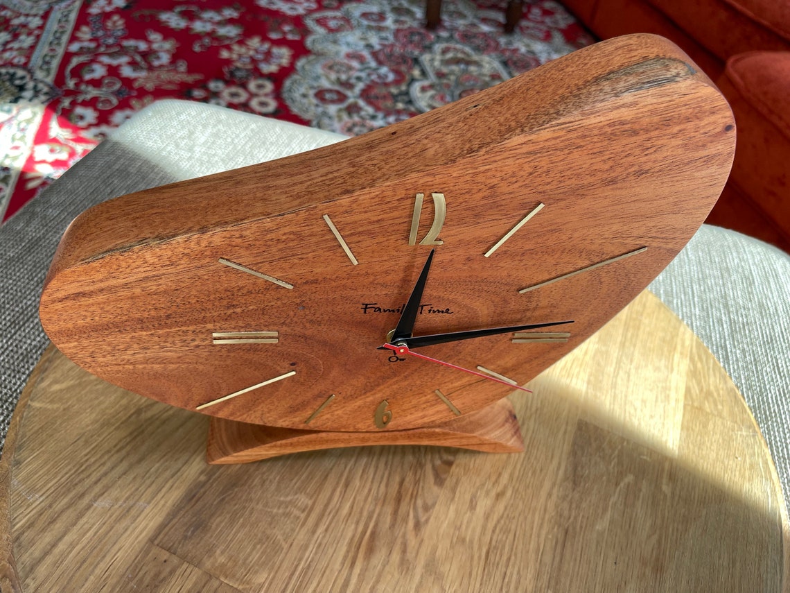 Classic Table Clock. Angelim Pedra Wood Molecule. Clock for a Gift ...