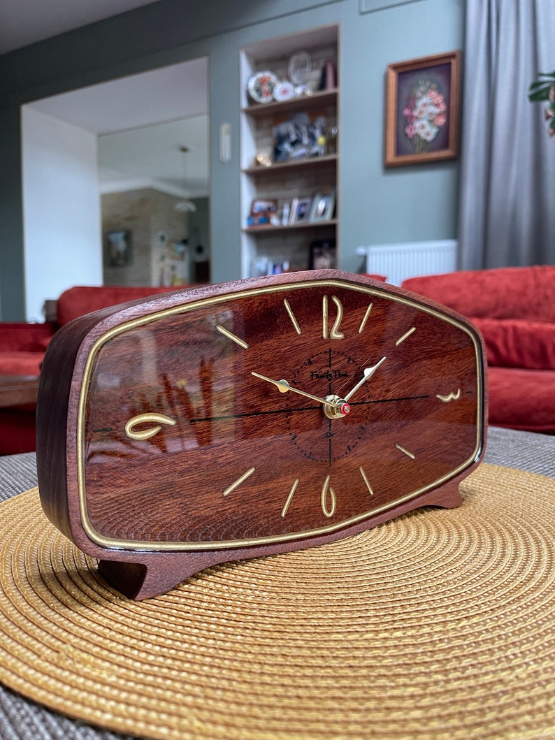 Classic Table Clock. Mahogany Wood gold in - Etsy
