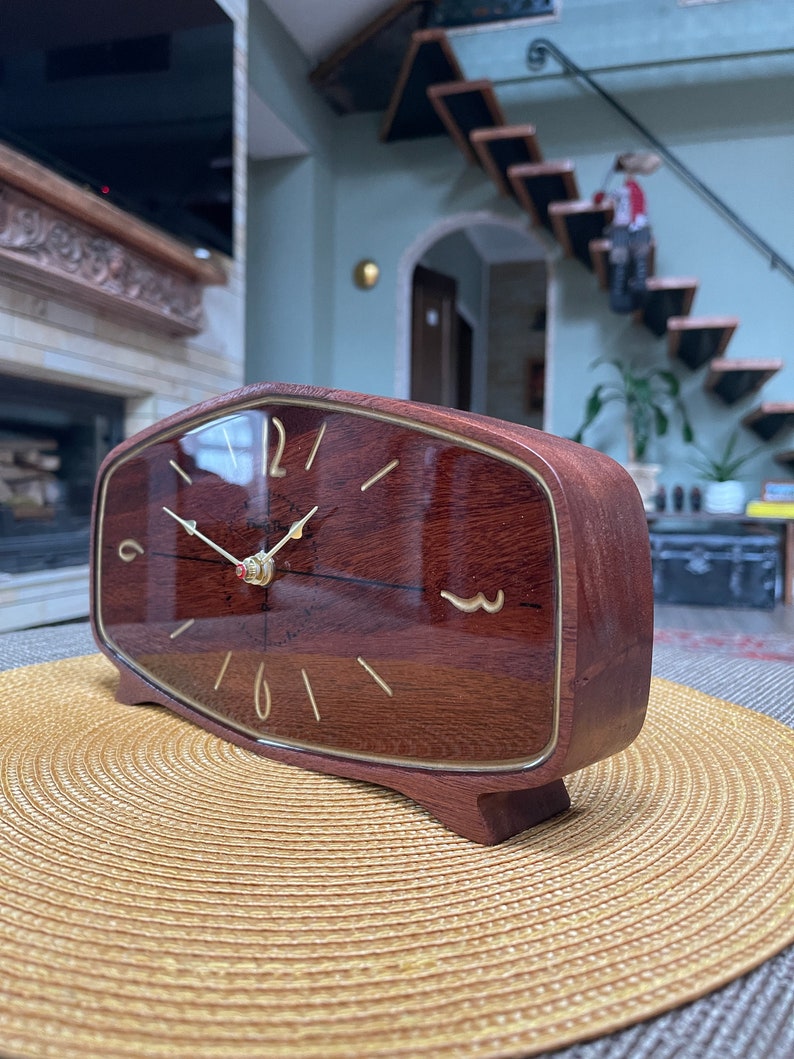 Classic Table Clock. Mahogany Wood gold in - Etsy