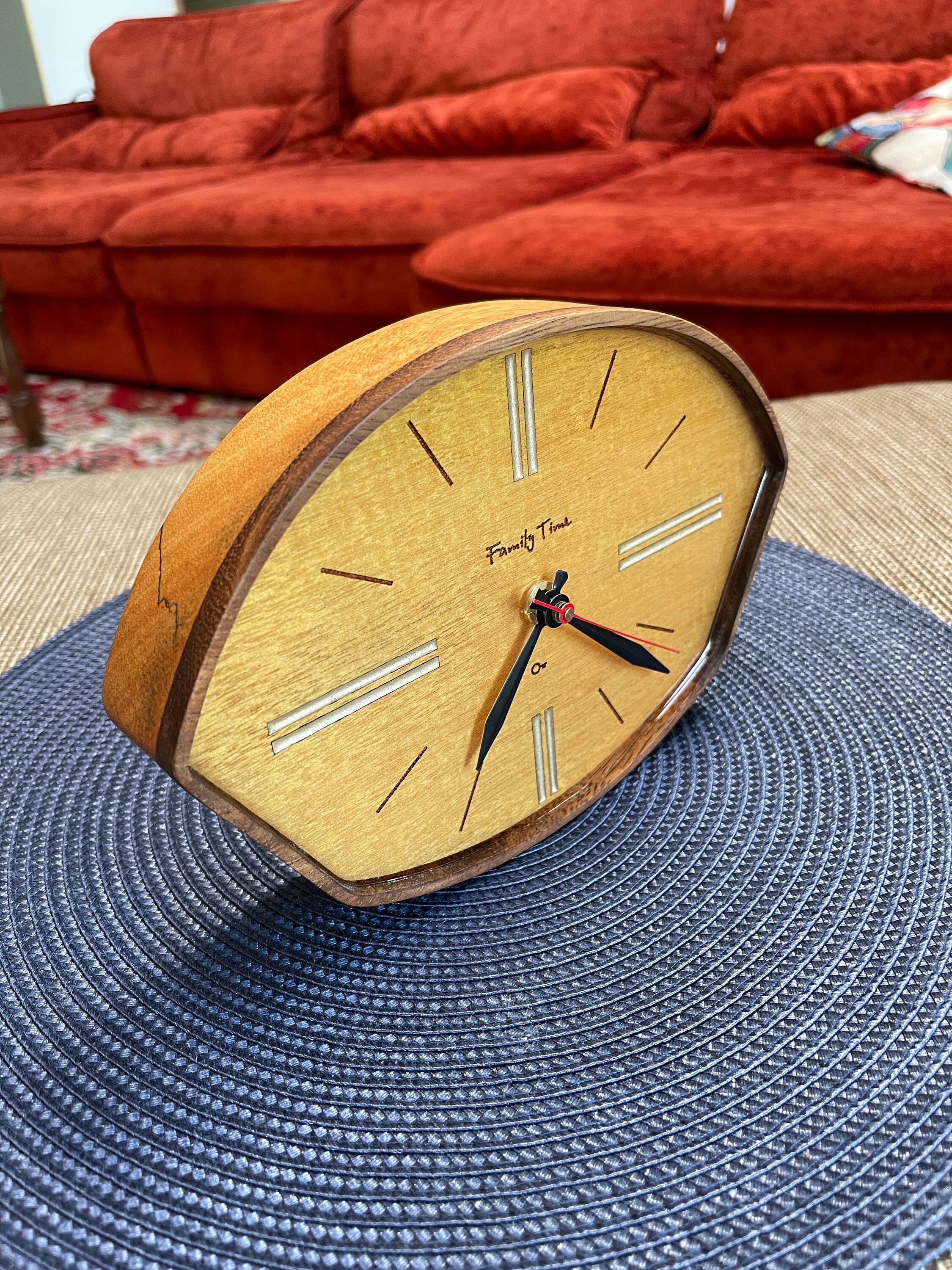 Classic Wall Clock. Yellow Wood Wall golden Time. Clock for a Gift ...