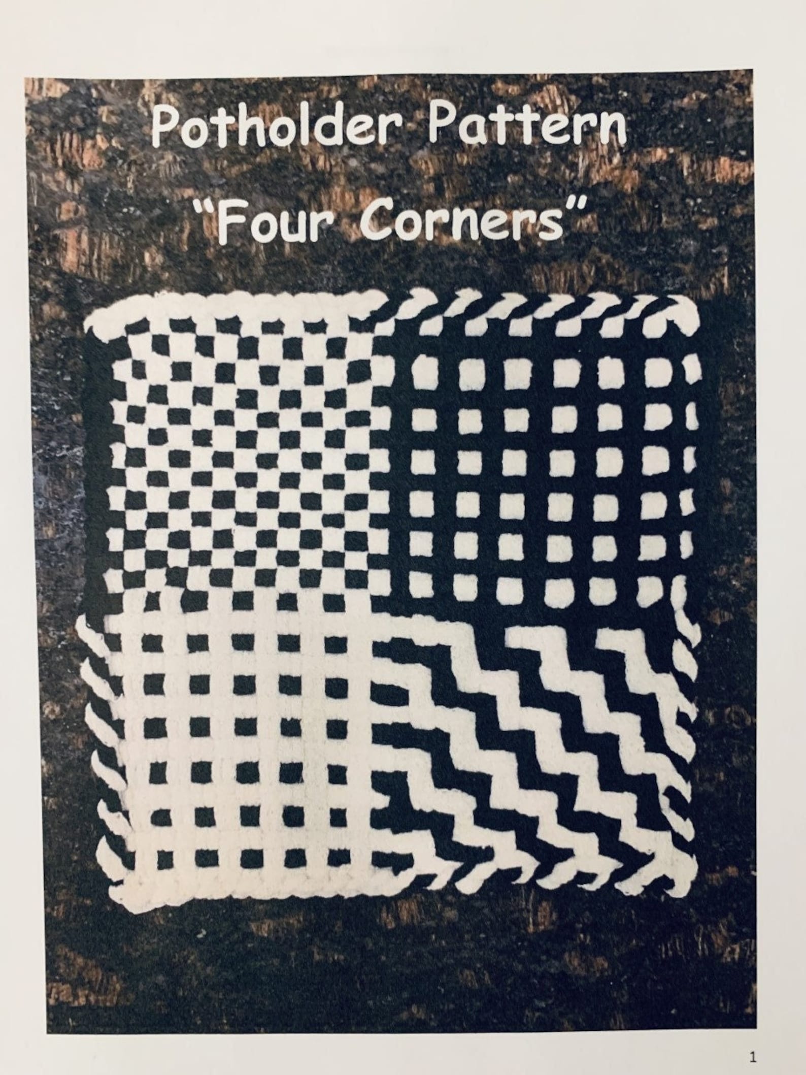 PATTERN "four Corners" Potholder Loop Pattern for 27 X 27 (pro) Size ...