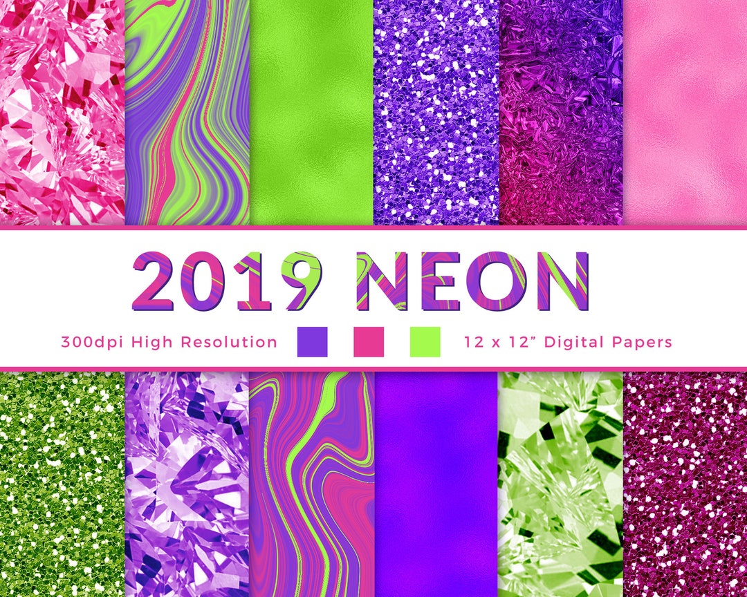 2019 Neon Pantone Color Palette Inspired 12 X 12 3600 X 3600px Textured ...