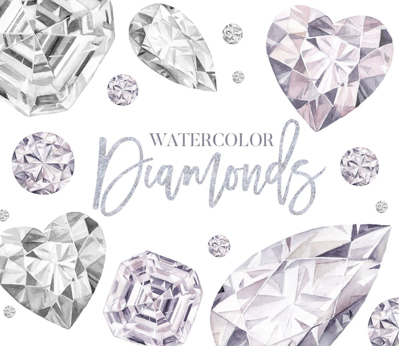 8 X Handpainted Watercolor Diamonds High Resolution 300dpi - Etsy