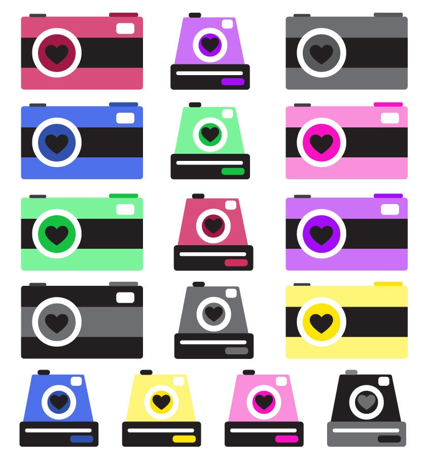 16 X Camera & Retro Camera Clip Art Images 300dpi JPG and PNG High Res ...