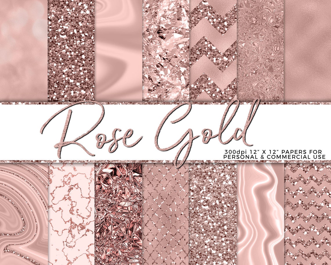 14 Sparkling Rose Gold Glitter / Foil / Crystal Textured 12 X 12 3600 X ...