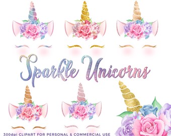 Caticorn Watercolor Magical Kittycorn Face Clip Art & DIY Images 300dpi ...