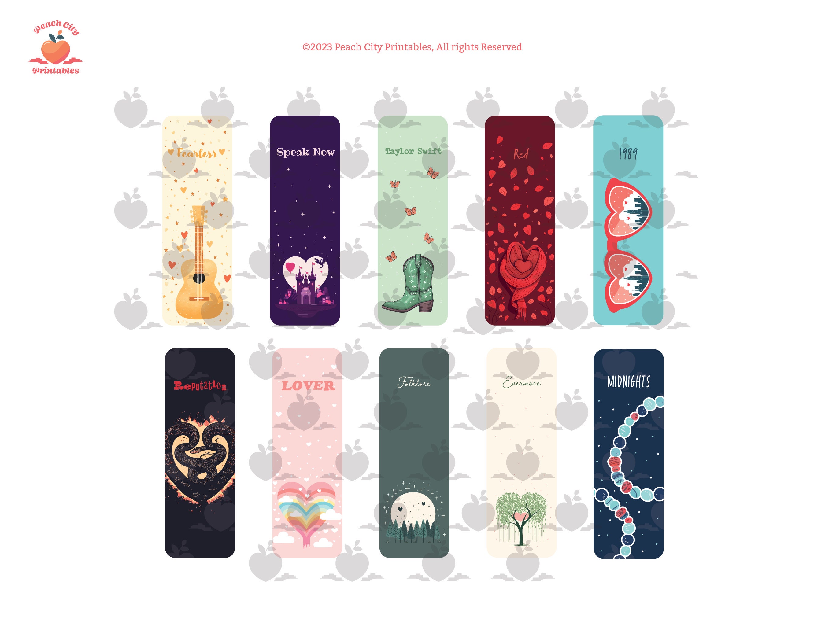10 Printable Taylor Swift Eras Bookmarks - Etsy