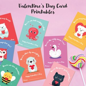 Cute, Printable, Animal Valentine Day Cards - Etsy