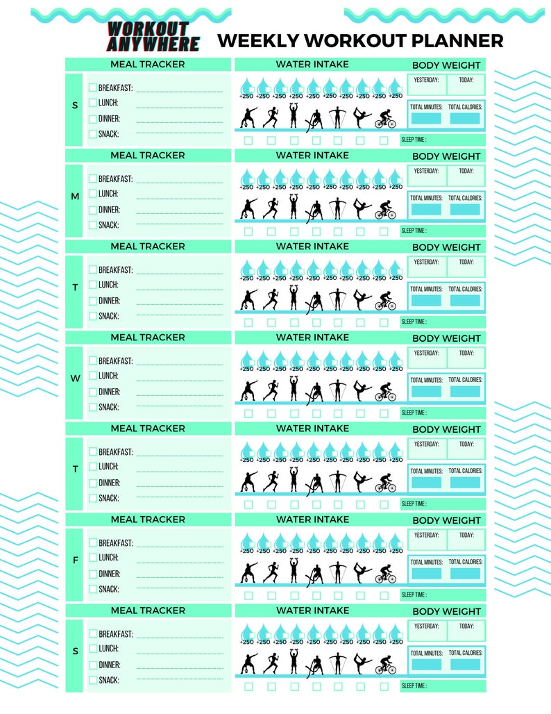 Weekly Workout Planner Printable Workout Planner Digital Workout ...