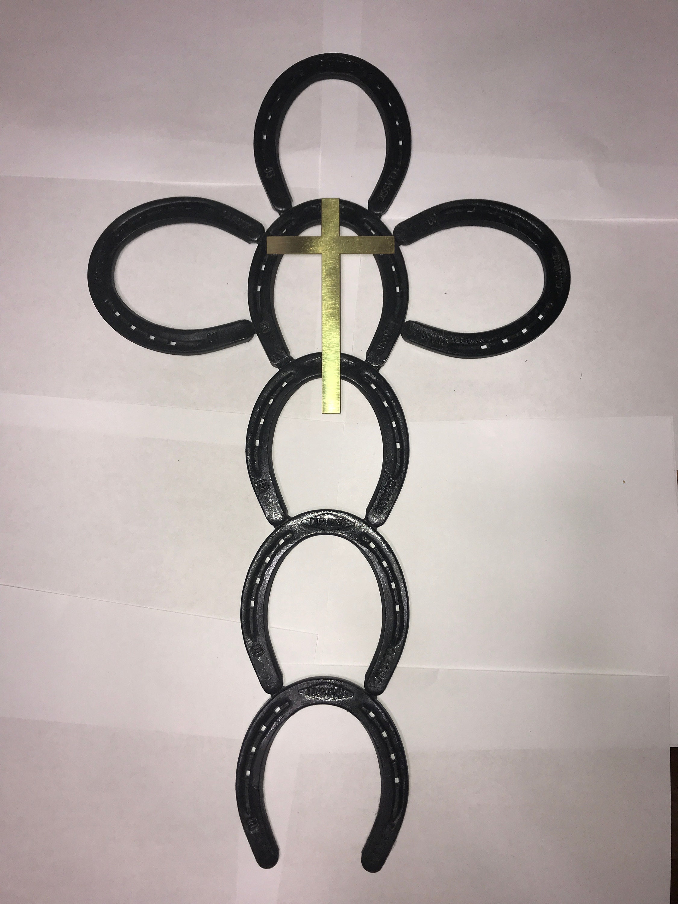 Horse Shoe Cross With Brass Accents - Etsy