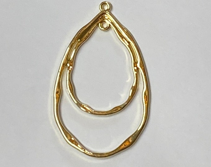 4 Light Gold Double Teardrop Pendant Earring Component With 2 Loops ... 4 Light Gold Double Teardrop Pendant Earring Component With 2 Loops ...