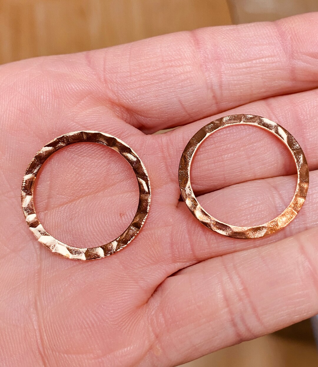 10 Hammered Textured Circles Bright Copper Plated Link Connector 25mm ...