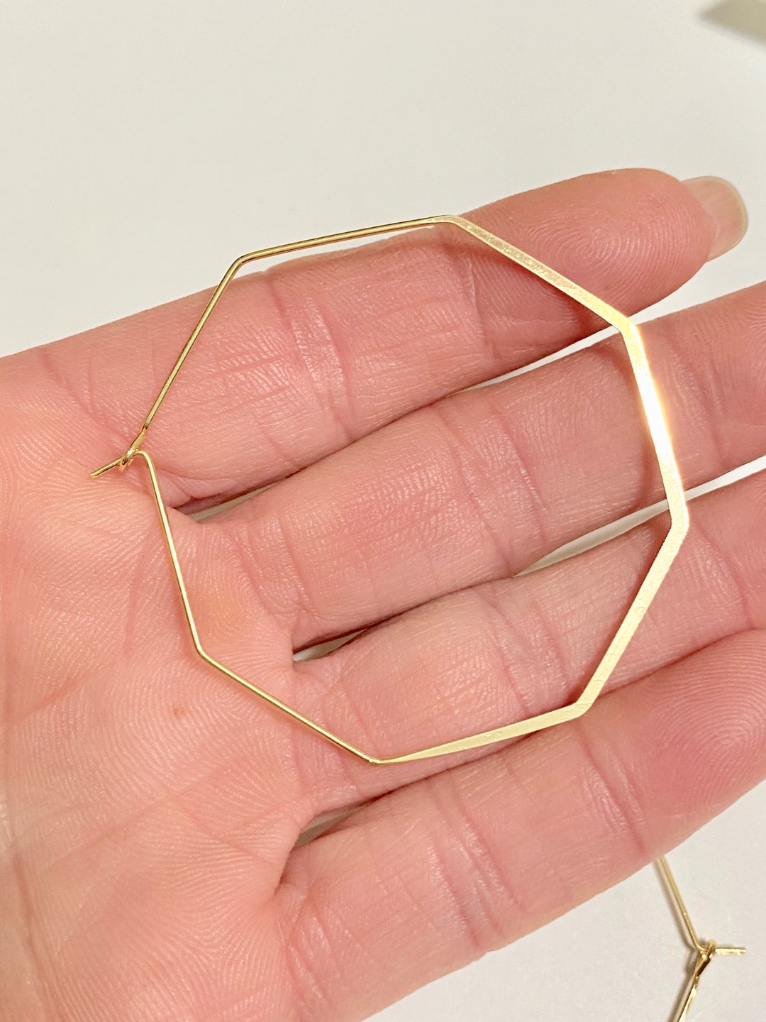 10 Octagon Extra Large Hoop Ear Wires 48mm 18K Gold Plated Nickel/lead ...