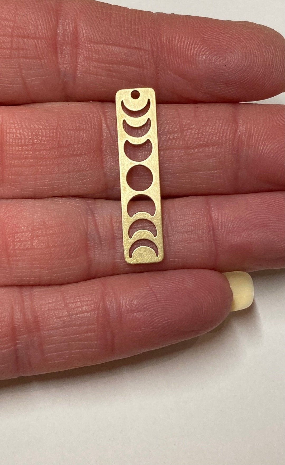 6 Raw Brass Moon Phases Rectangle Pendant Earring Component (20915) - Etsy