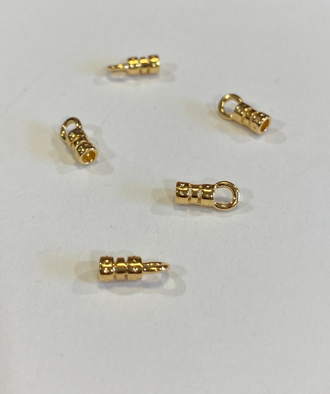 10 High Quality 18k Gold Plated Brass Crimp Tubes With Loop for Leather ...