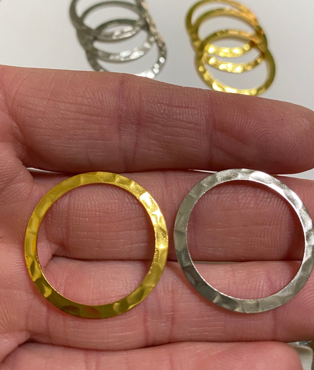 10 Hammered Textured Circles Gold 0r Silver Plated Link Connector 25mm ...