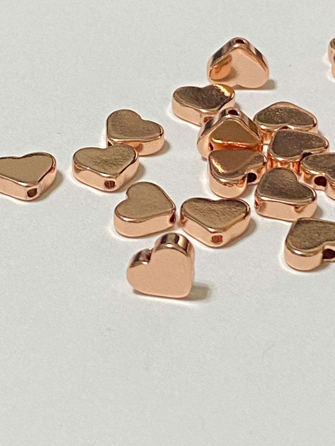 6 Rose Gold Heart Beads 8mm 20509 - Etsy Nederland